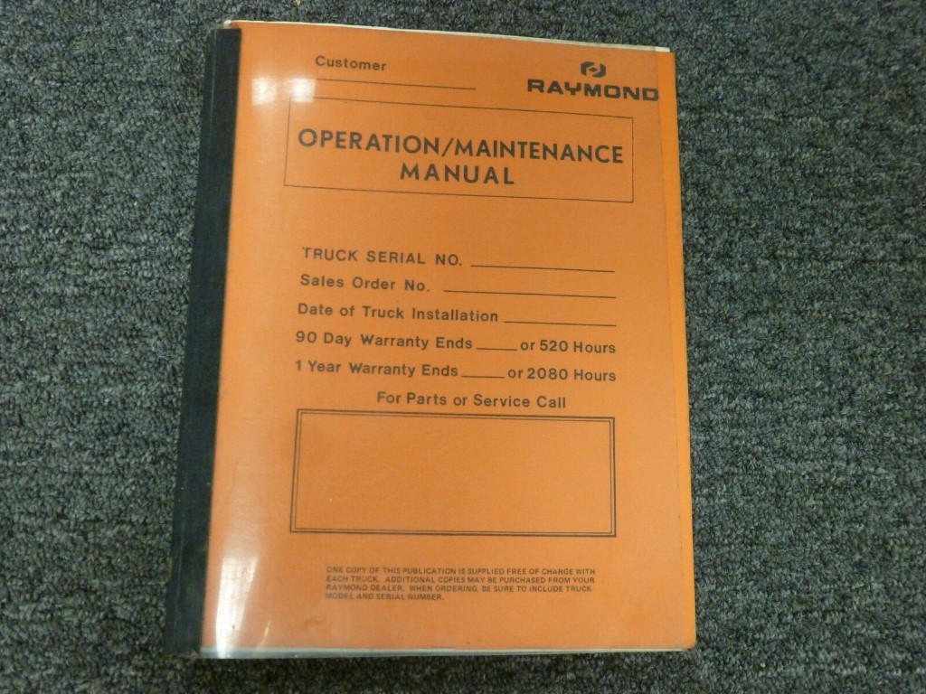 Raymond 5200 Forklift Owner Operator Maintanance Manual